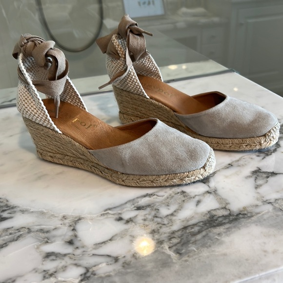 Shoes | Maypol Made In Spain Tan Suede Rope Espadrille With Ankle Cloth ...